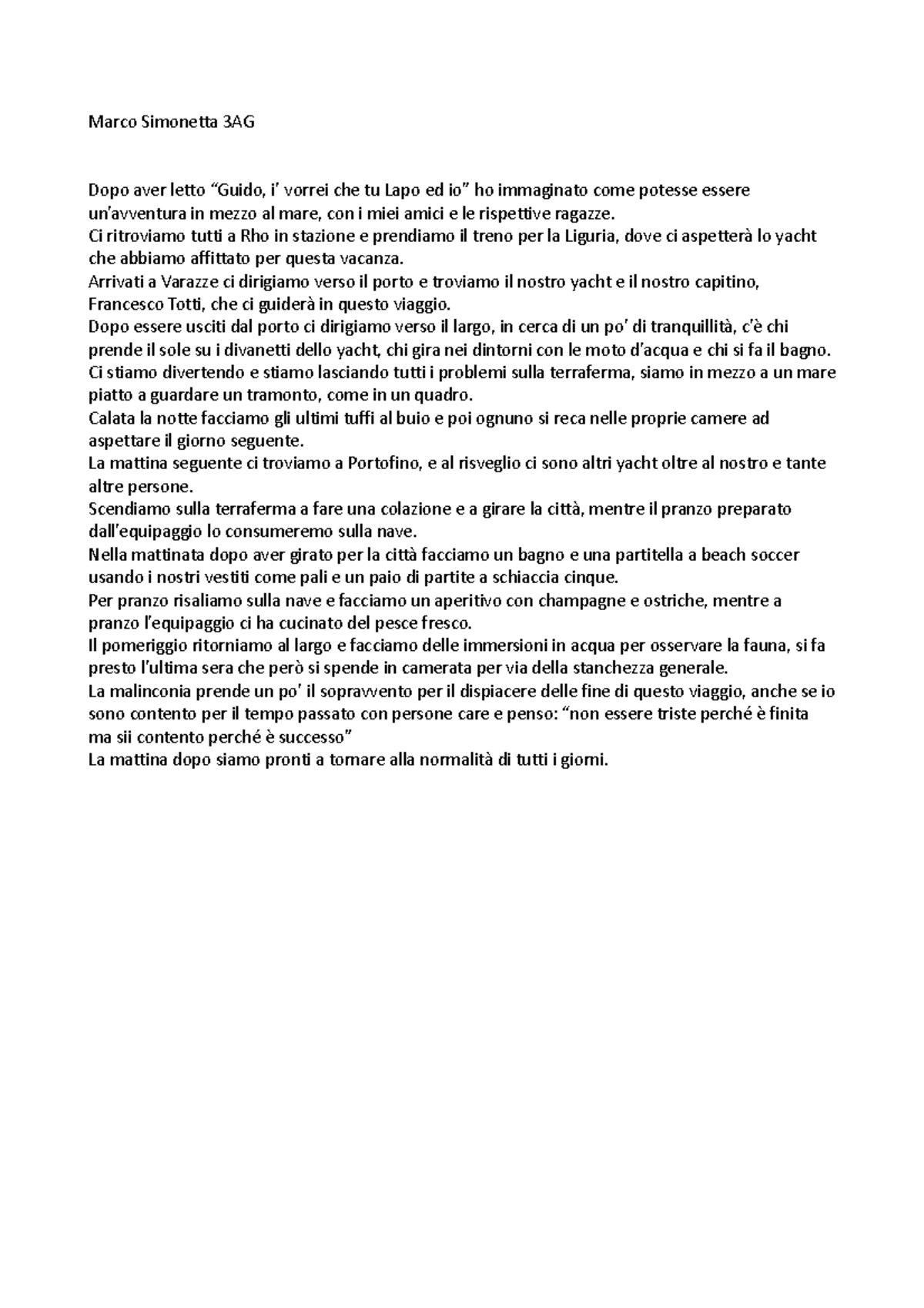 COMPITI DI QUALCOSA - Marco Simonetta 3AG Dopo aver letto “Guido, i ...