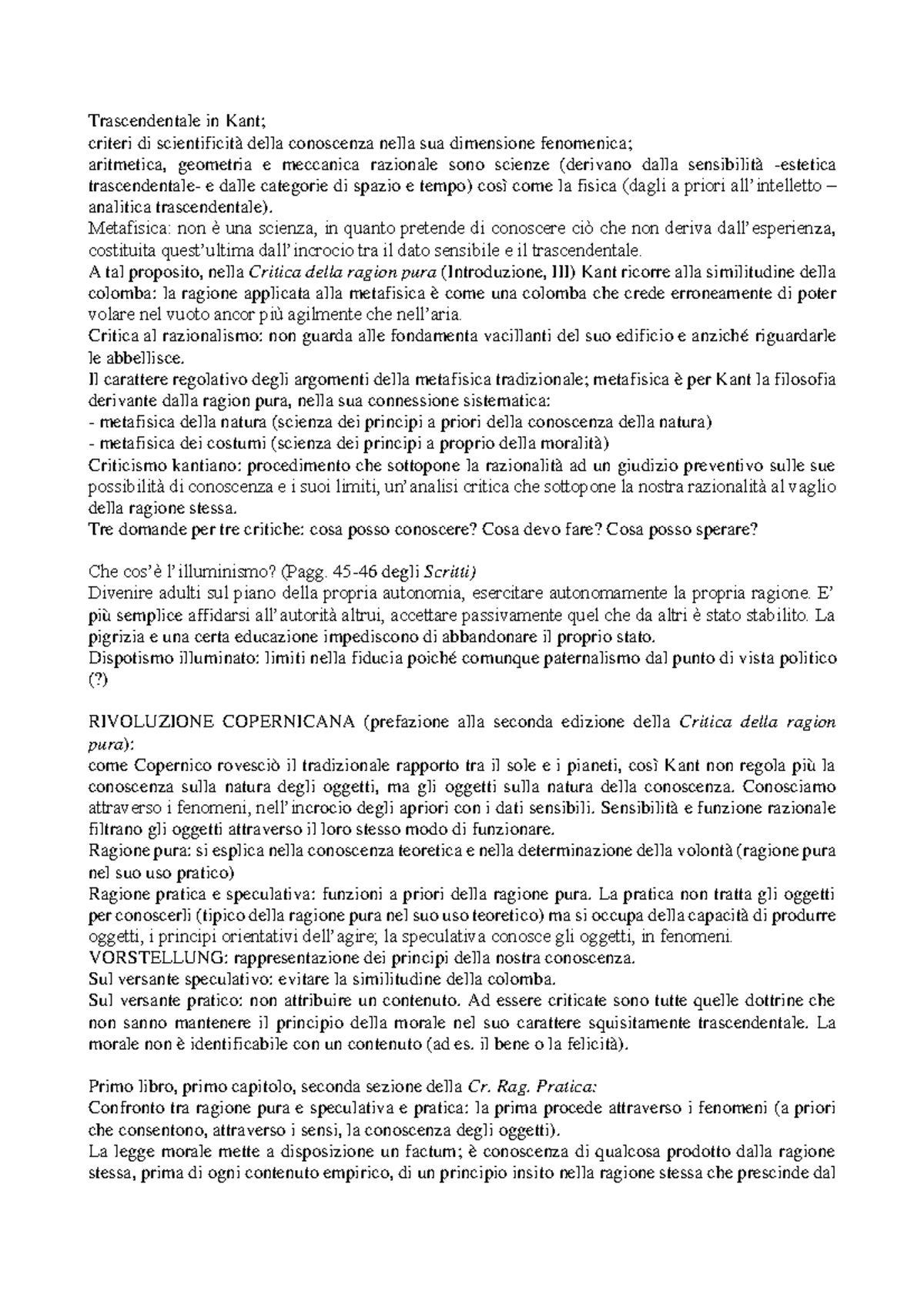 appunti Critica della ragion pratica - Warning: TT: undefined function: 32 Warning: TT ...