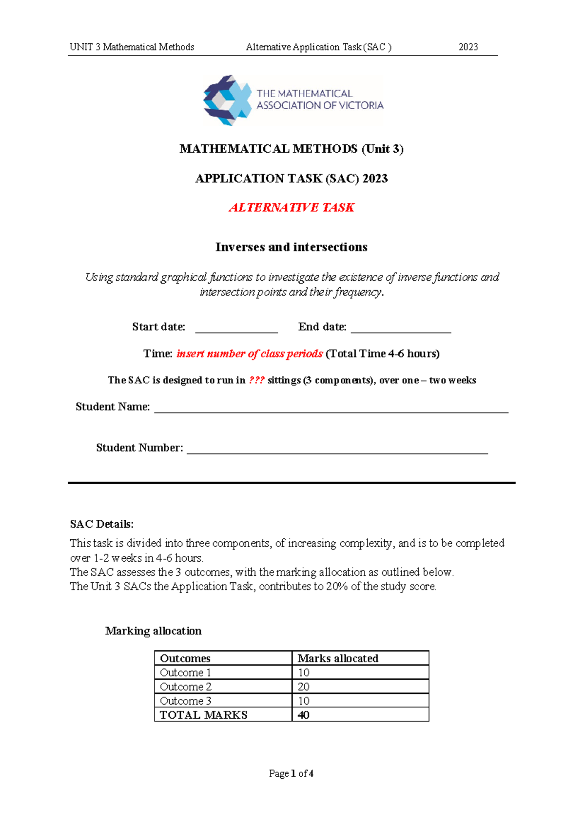 2023MAV MM Application Task Alternative MAV-230214-110107 - MATHEMATICAL METHODS (Unit 3) - Studocu
