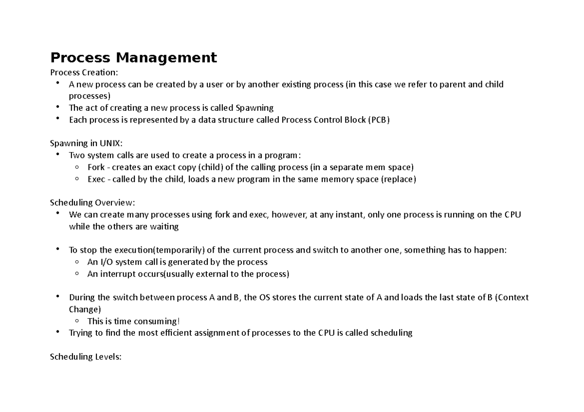 Process Management - Process Management Process Creation: A new process ...