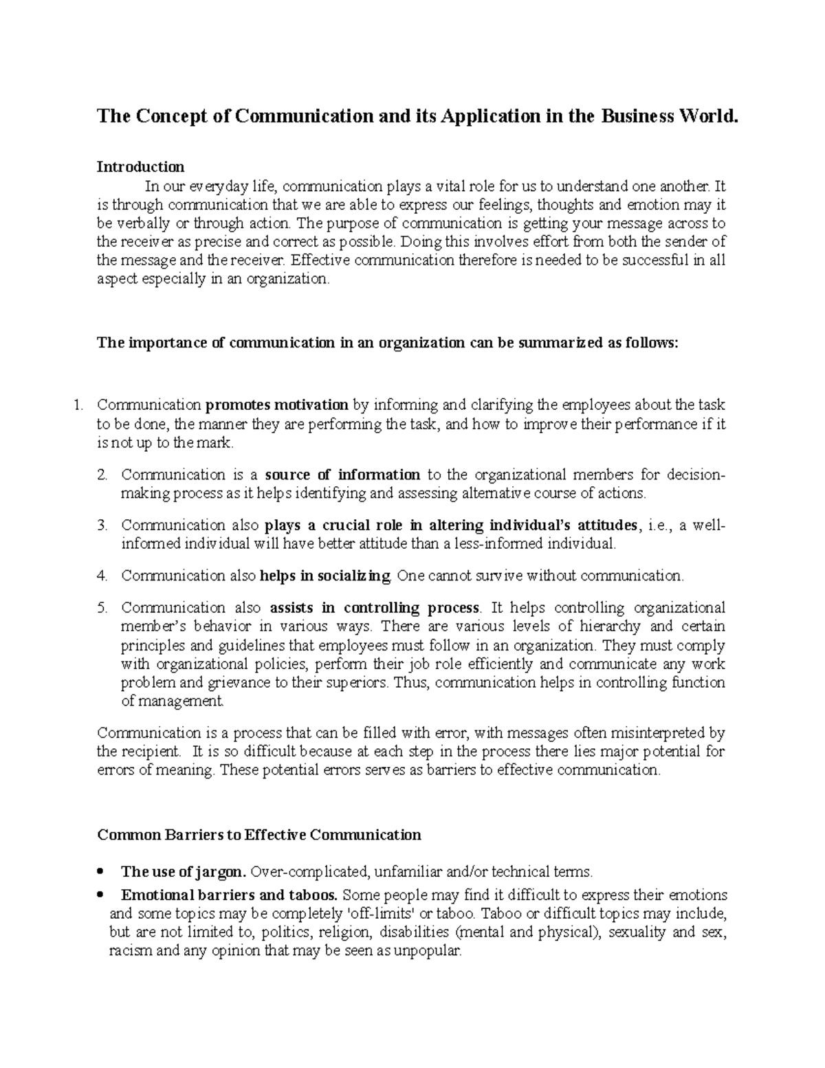 The Concept of Communication and its Application in the Business World ...