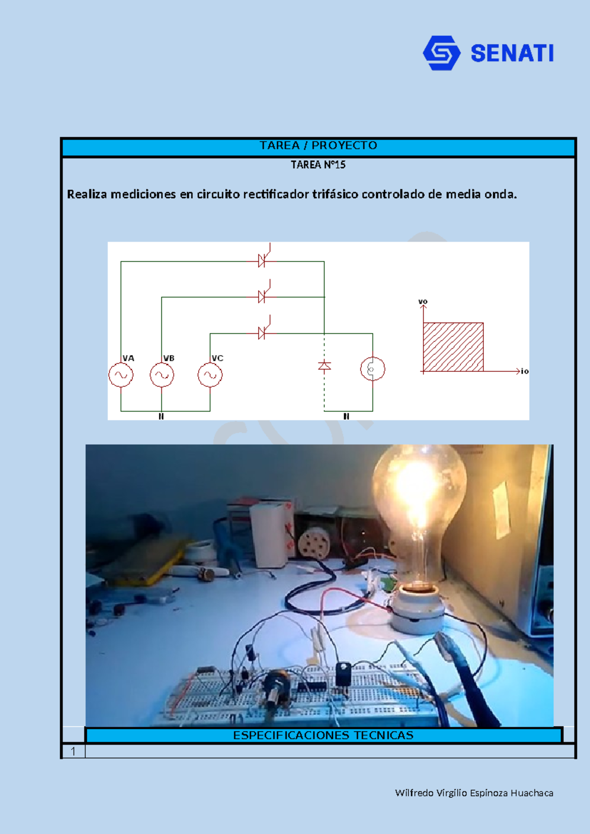 Realiza mediciones en circuito rectificador trifásico controlado de ...
