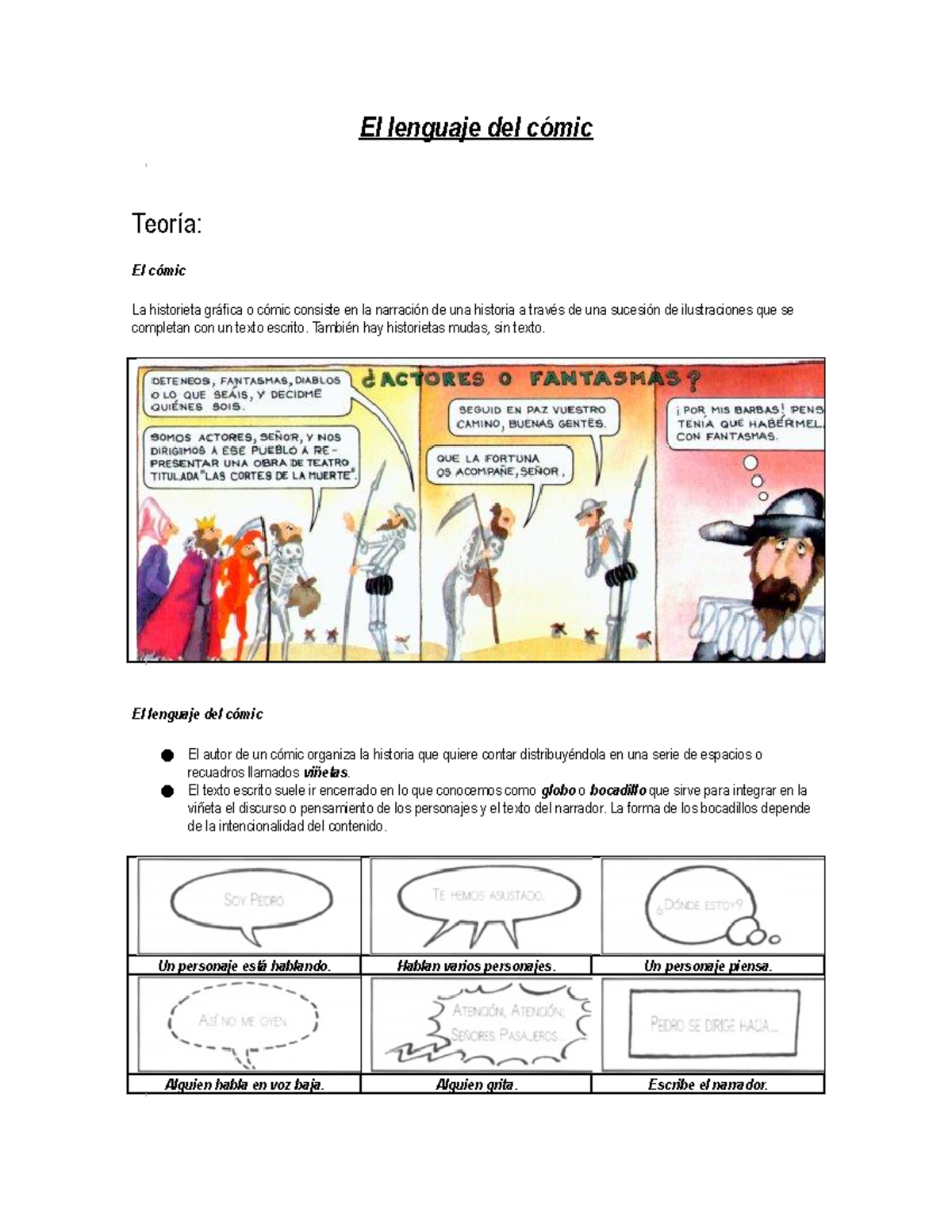 El lenguaje del cómic - Comic - El lenguaje del cómic Teoría: El cómic ...