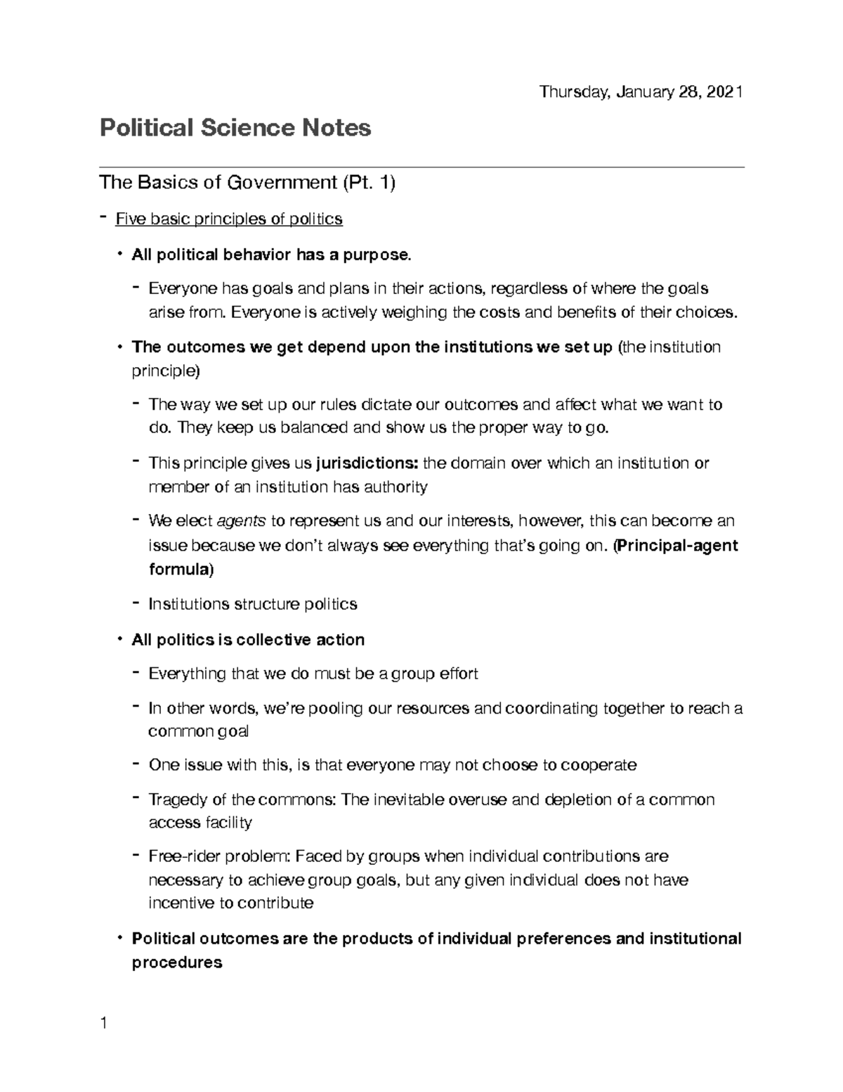 Political Science Semester Notes - Political Science Notes The Basics ...