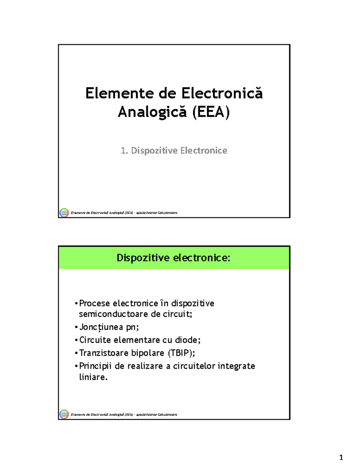 1. EEA Dispozitive Electronice - Elemente de Electronică Analogică (EEA ...