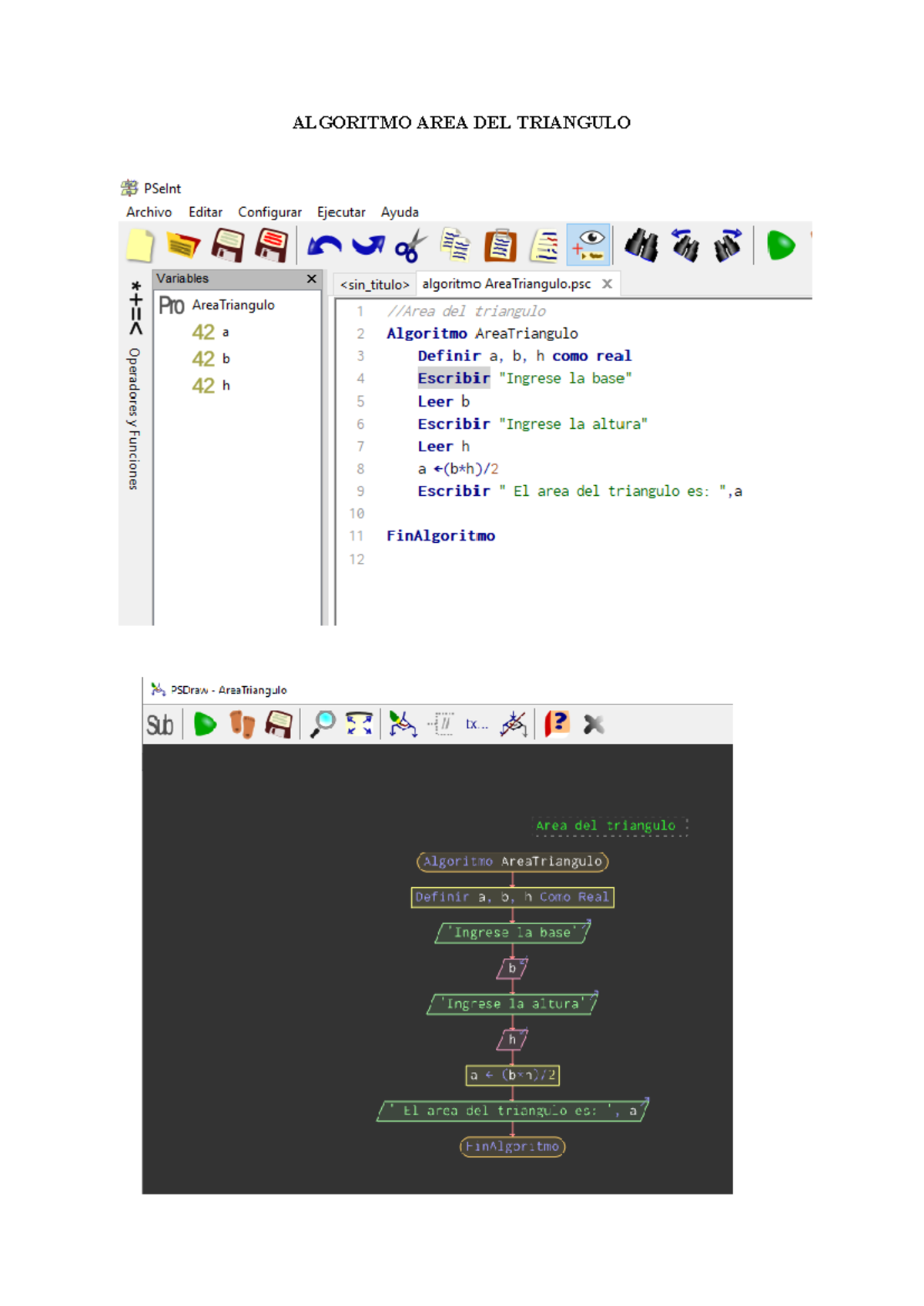 Algoritmo are del Triangulo - Analisis Y Desarrollo De Software - ALGORITMO AREA DEL TRIANGULO ...