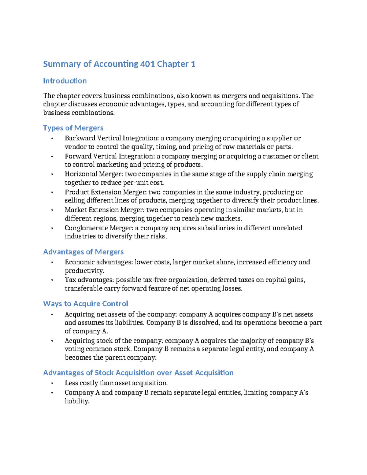 Ch 1 Video 1 Lecture - Summary of Accounting 401 Chapter 1 Introduction ...