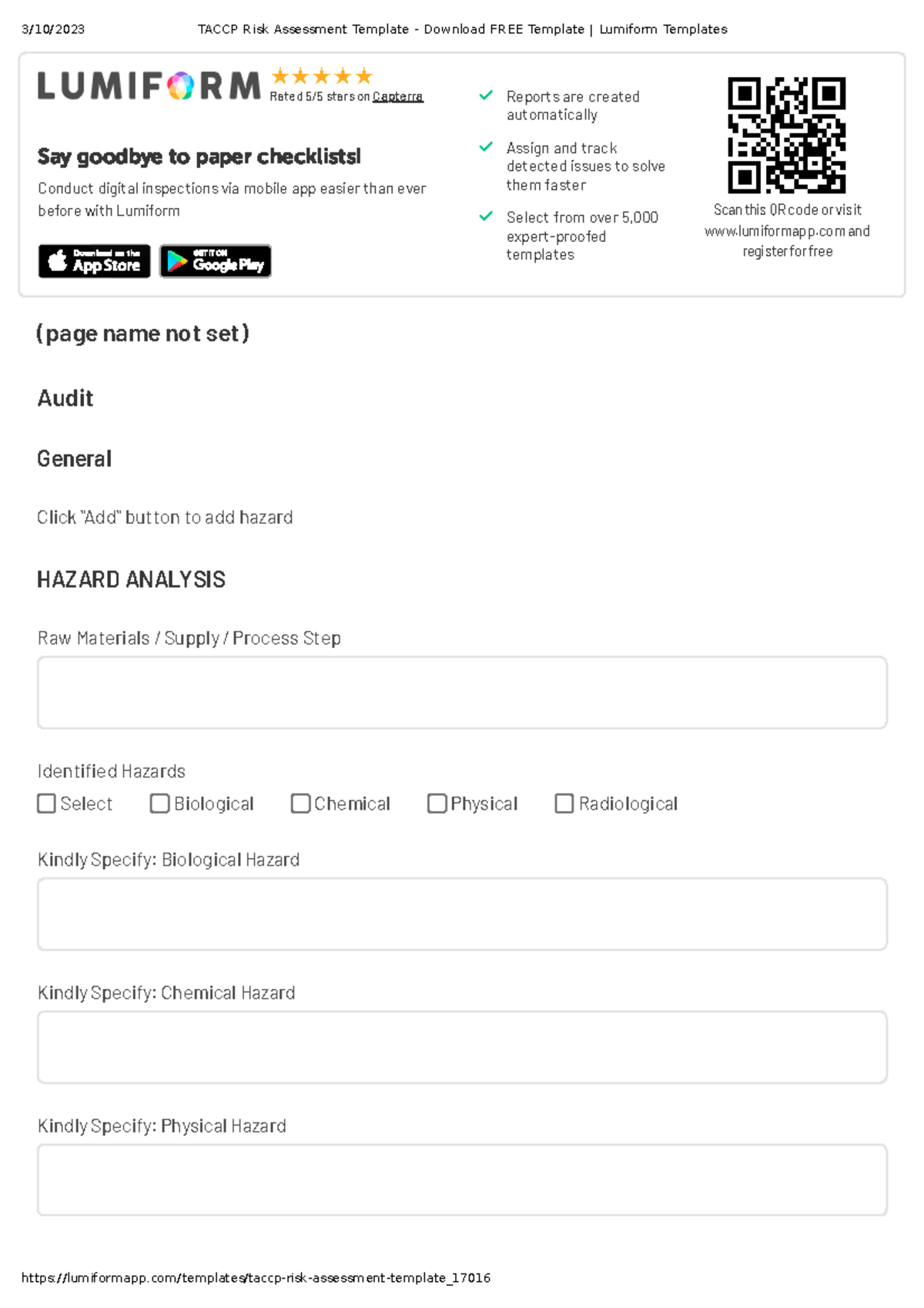 Taccp risk assessment template - 3/10/2023 TACCP Risk Assessment ...