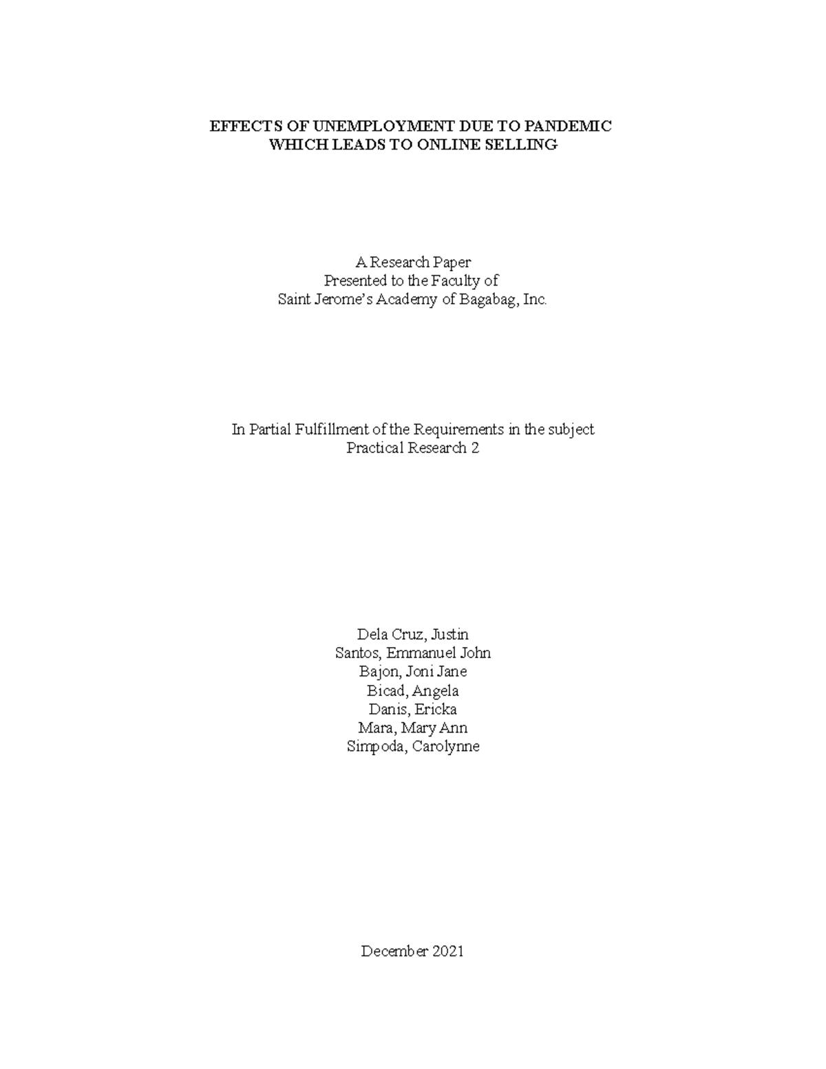 Final-12 - gsgvs - EFFECTS OF UNEMPLOYMENT DUE TO PANDEMIC WHICH LEADS ...