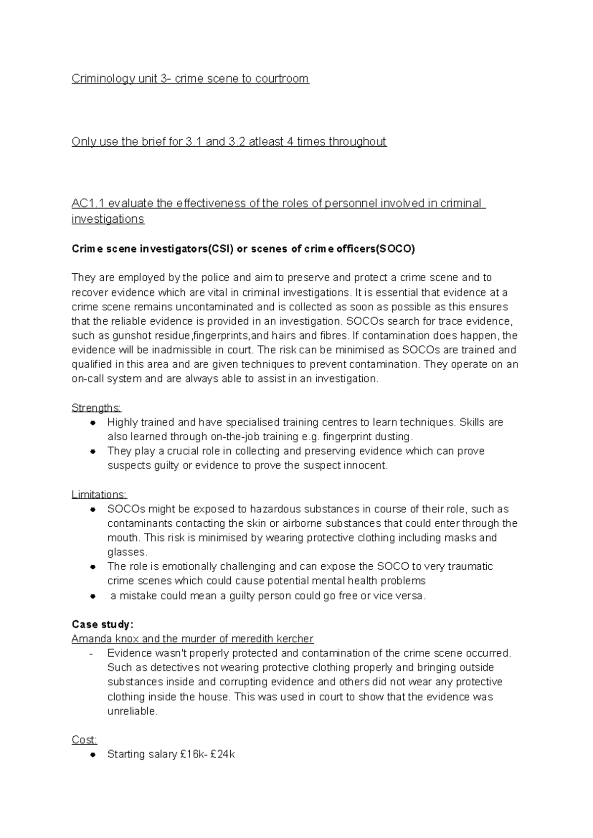 Criminology unit 3- crime scene to courtroom - It is essential that ...