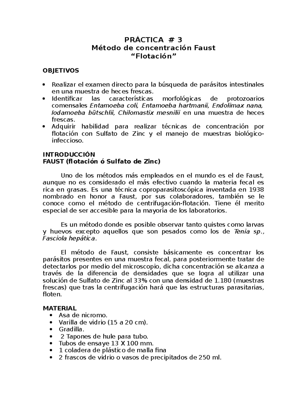 Práctica 3 Método de Faust - PRÁCTICA # 3 Método de concentración Faust “Flotación” OBJETIVOS ...