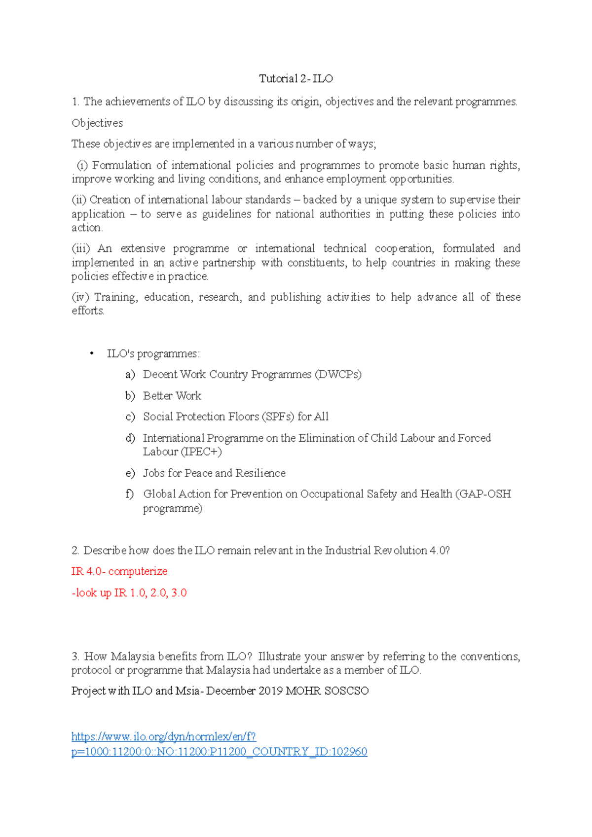 328581 Tutorial 2-ILO - Labour Law - MMU - Studocu