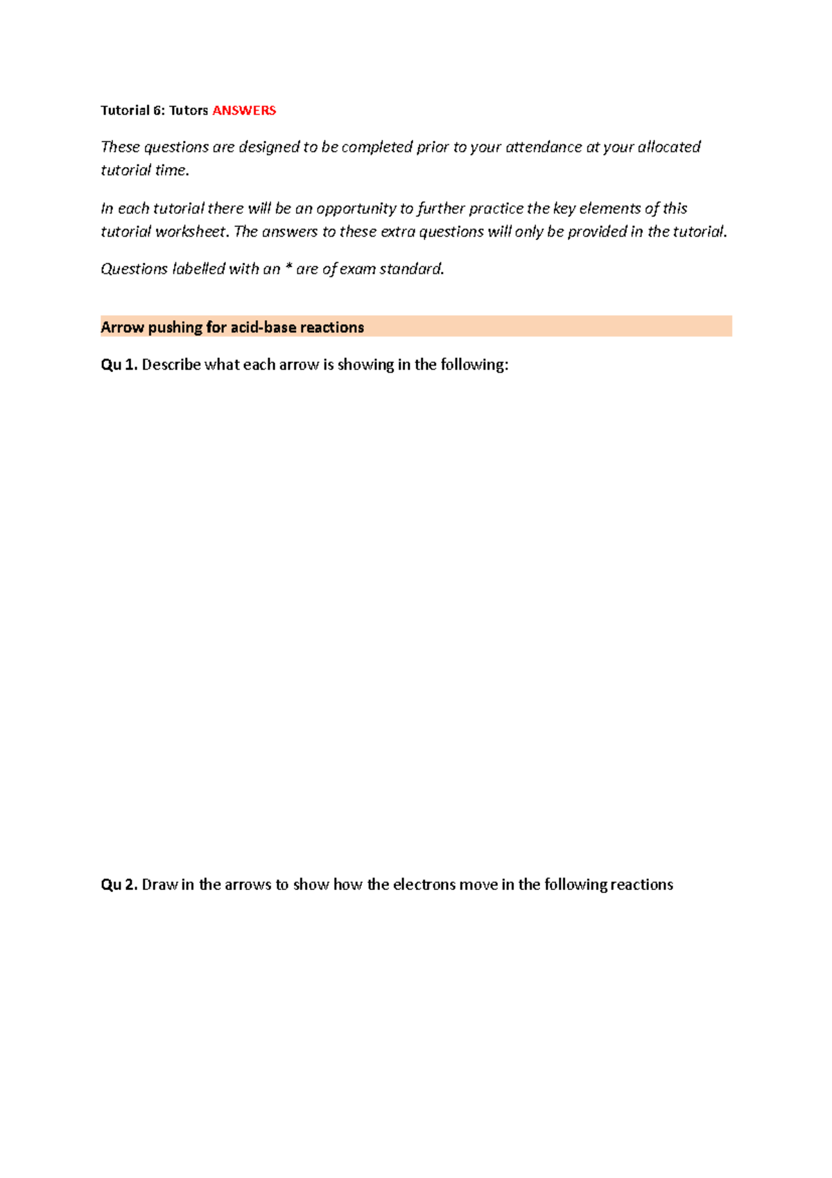 Tutorial 6 tutors answers - Tutorial 6: Tutors ANSWERS These questions ...