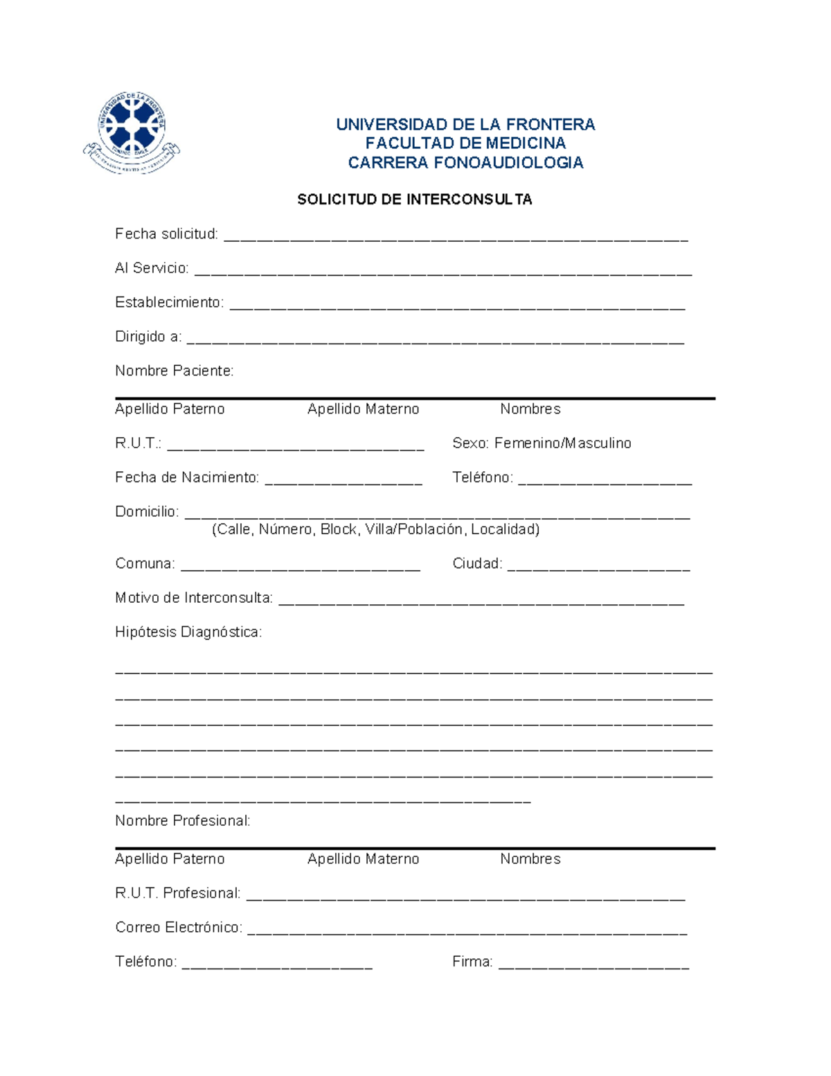 Interconsulta - kjnkj - UNIVERSIDAD DE LA FRONTERA FACULTAD DE MEDICINA ...