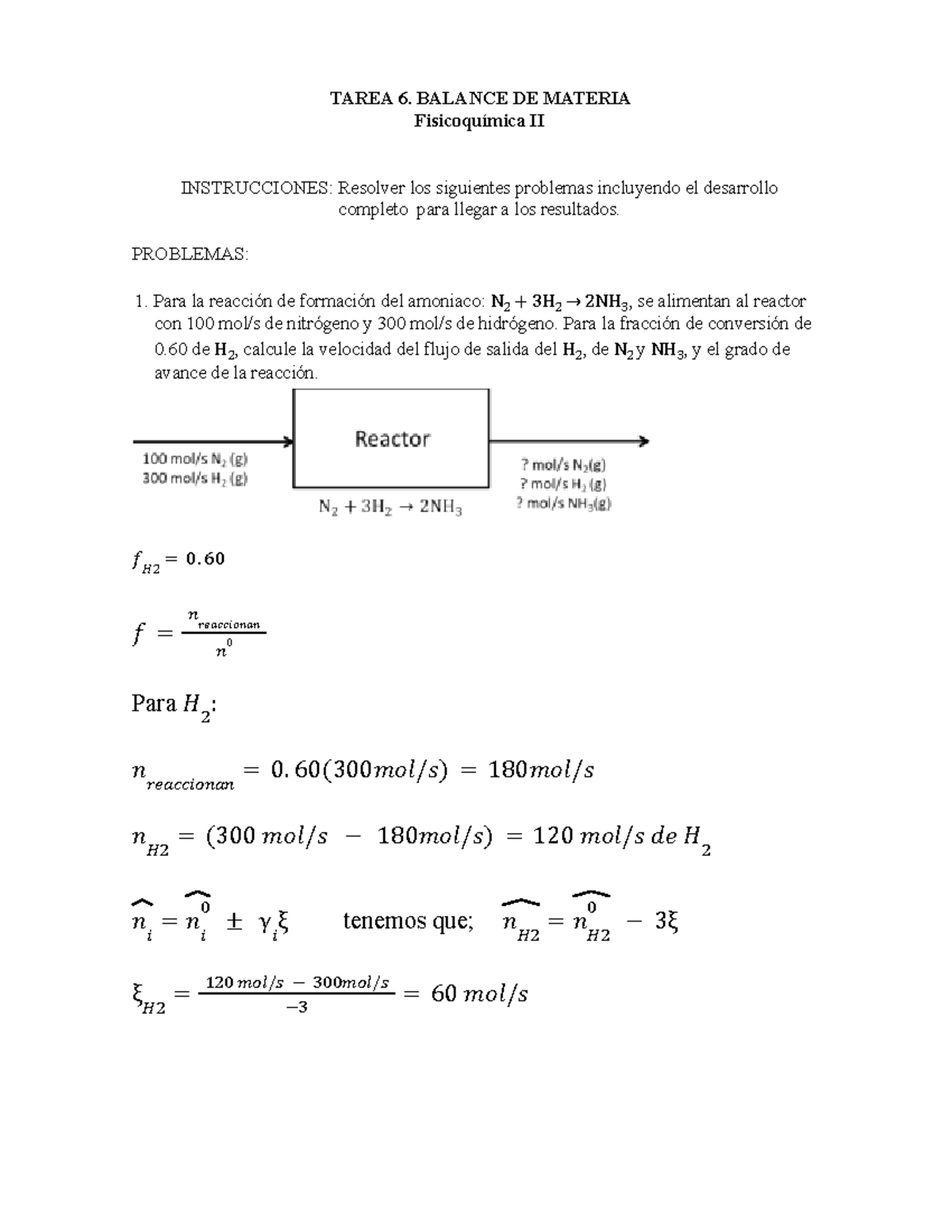 Tarea 6 Fqiibiotec Prim 2021 Balancede Materia TAREA 6 BALANCE DE