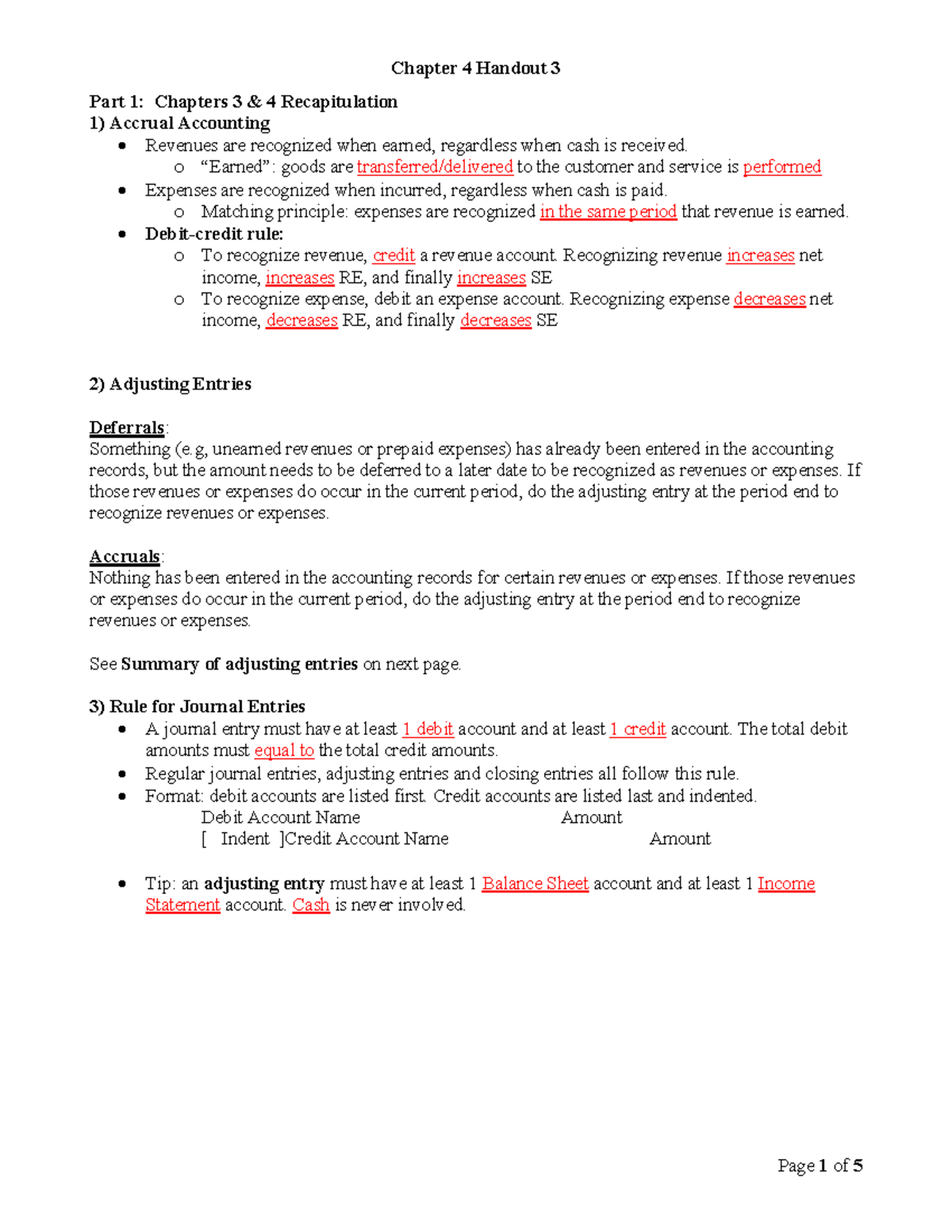 Chapter 4 Handout 3 Solution - **Part 1: Chapters 3 & 4 Recapitulation ...