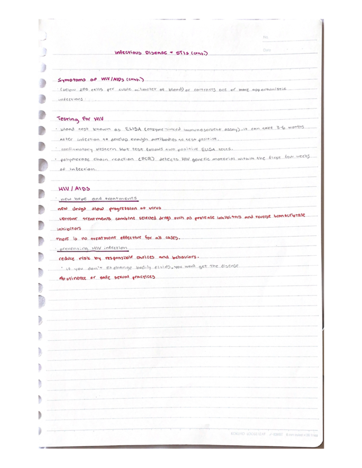Chapter 7 - Infectious Disease + STI pg.7 - No infectious Disease a ...