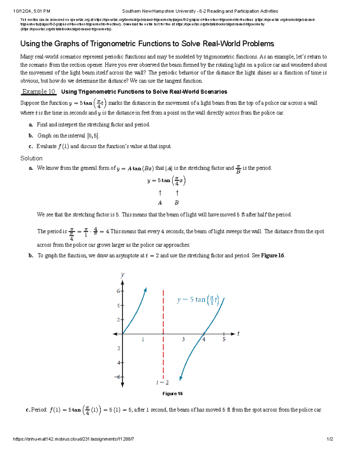 Southern New Hampshire University - 6-7 Using the Graphs of ...