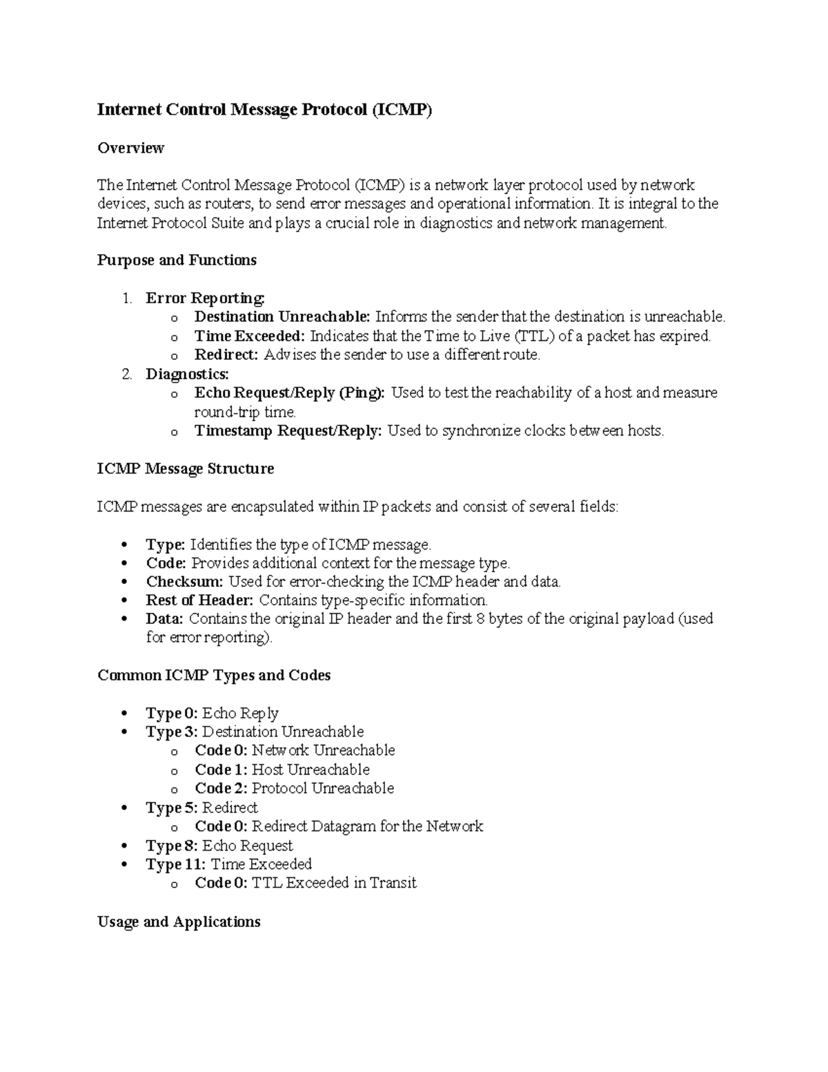 Experiment 2 - Cisco packet tracer - Internet Control Message Protocol (ICMP) Overview The ...