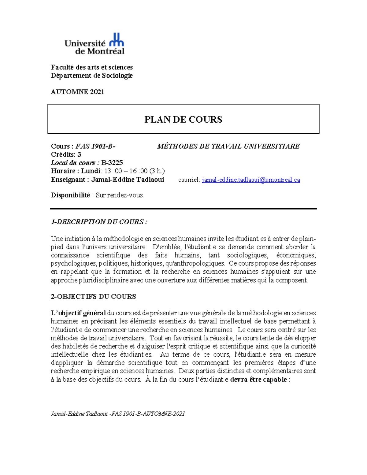 Plancours FAS - Plan de cours - Jamal-Eddine Tadlaoui -FAS 1901-B ...