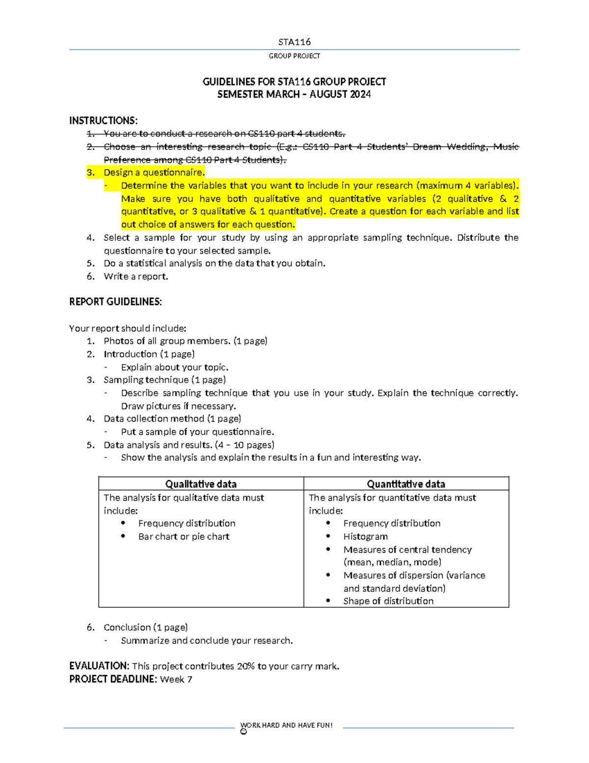 STA116 Group Project Guidelines AND Rubric OCT 2023 FEB 2024 - GROUP ...