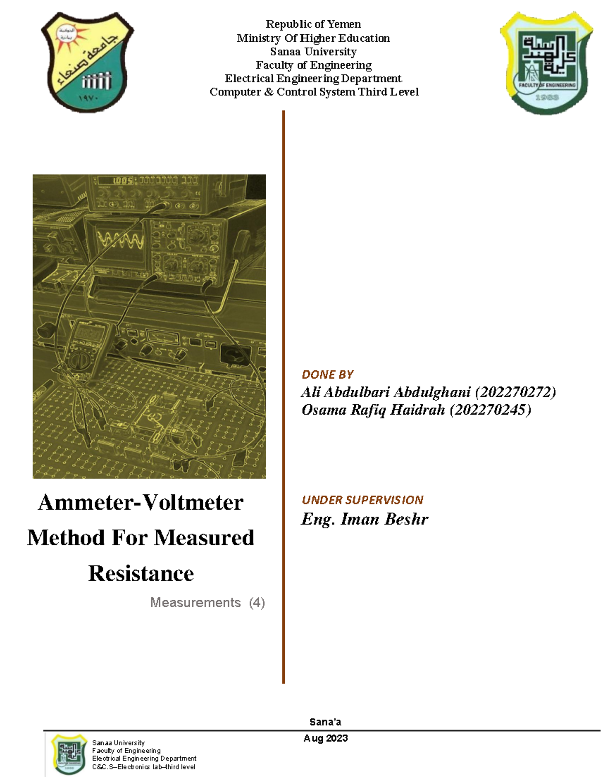 Measurements 4 - Ammeter-Voltmeter Method For Measured Resistance ...