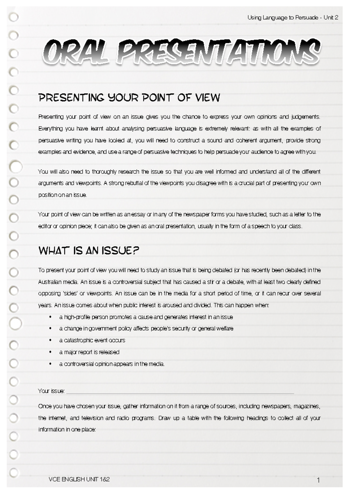 Orals-1-pov-tips-a - ENGL - Presenting your point of view Presenting ...