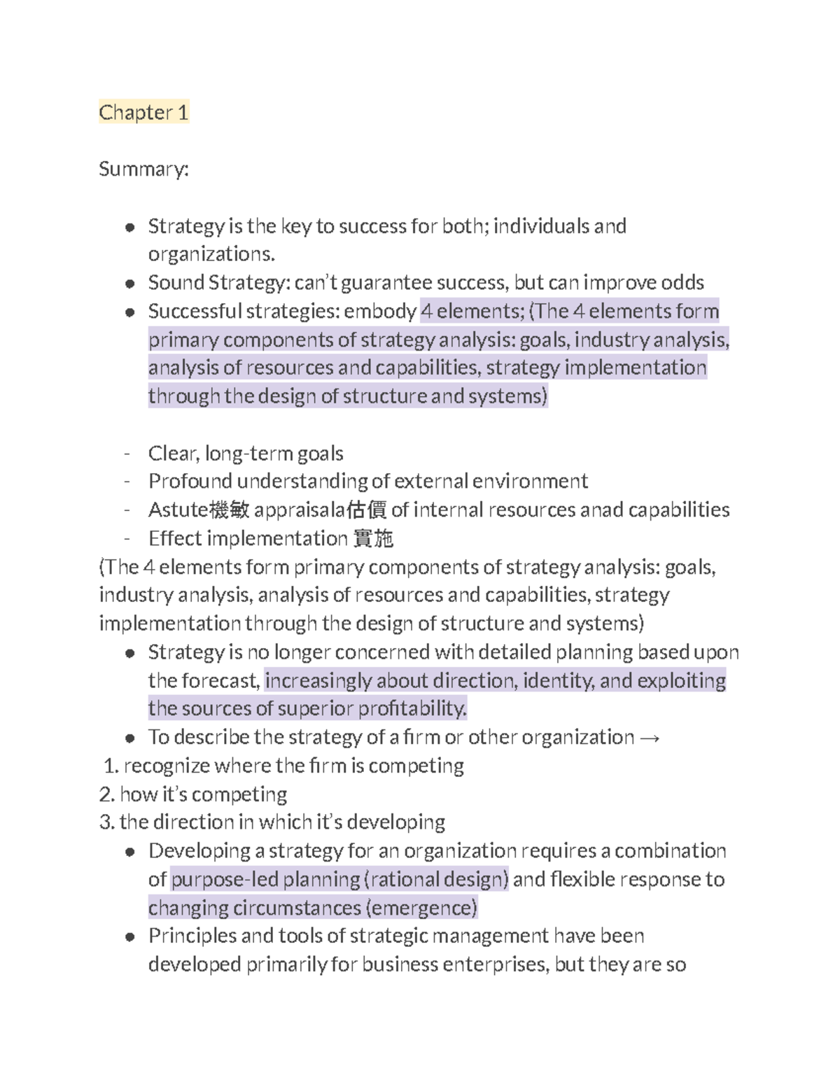 ROBERT M. GRANT CONTEMPORARY STRATEGY ANALYSIS NOTES - Chapter 1 ...