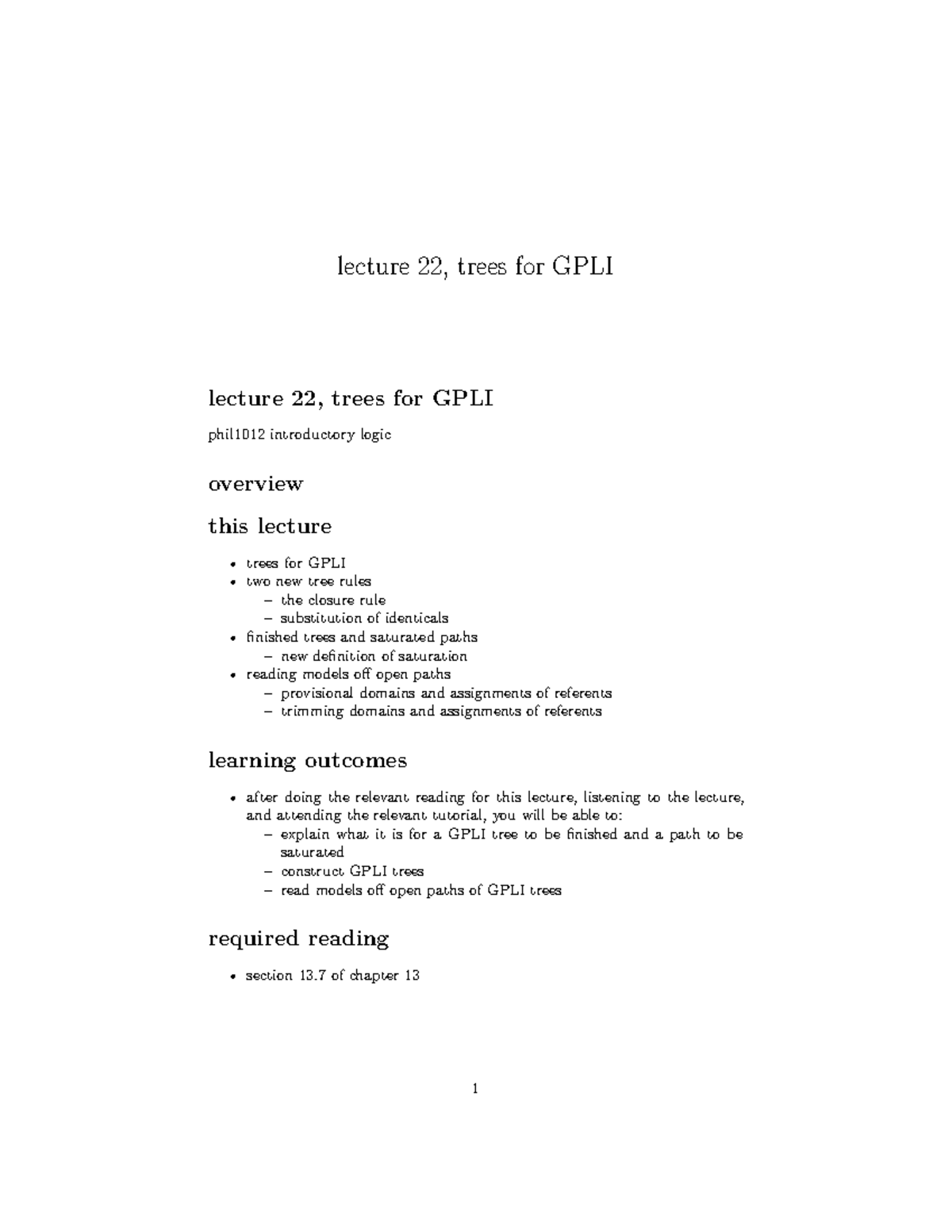 22 trees for GPLI handout - lecture 22, trees for GPLI lecture 22, trees for GPLI phil1012 - Studocu
