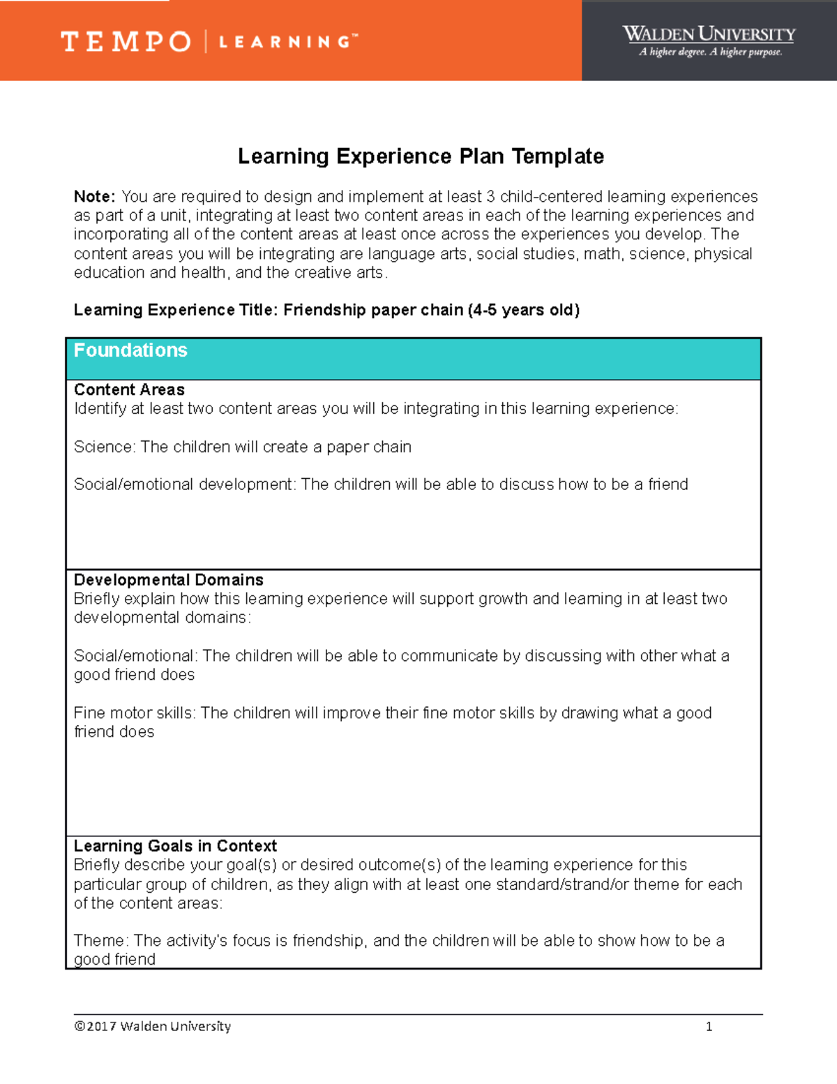 ML4004 H Brooks science use this one - Learning Experience Plan ...