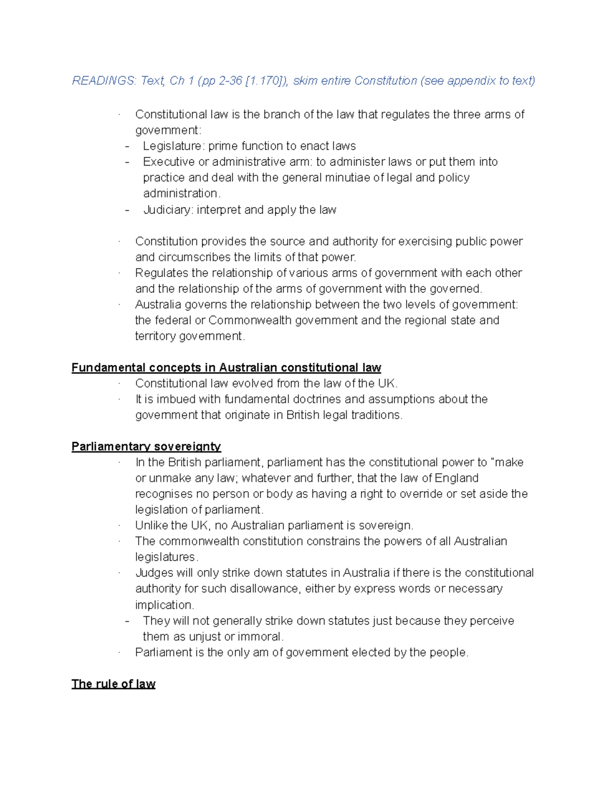 Readings week 1 - READINGS: Text, Ch 1 (pp 2-36 [1]), skim entire ...