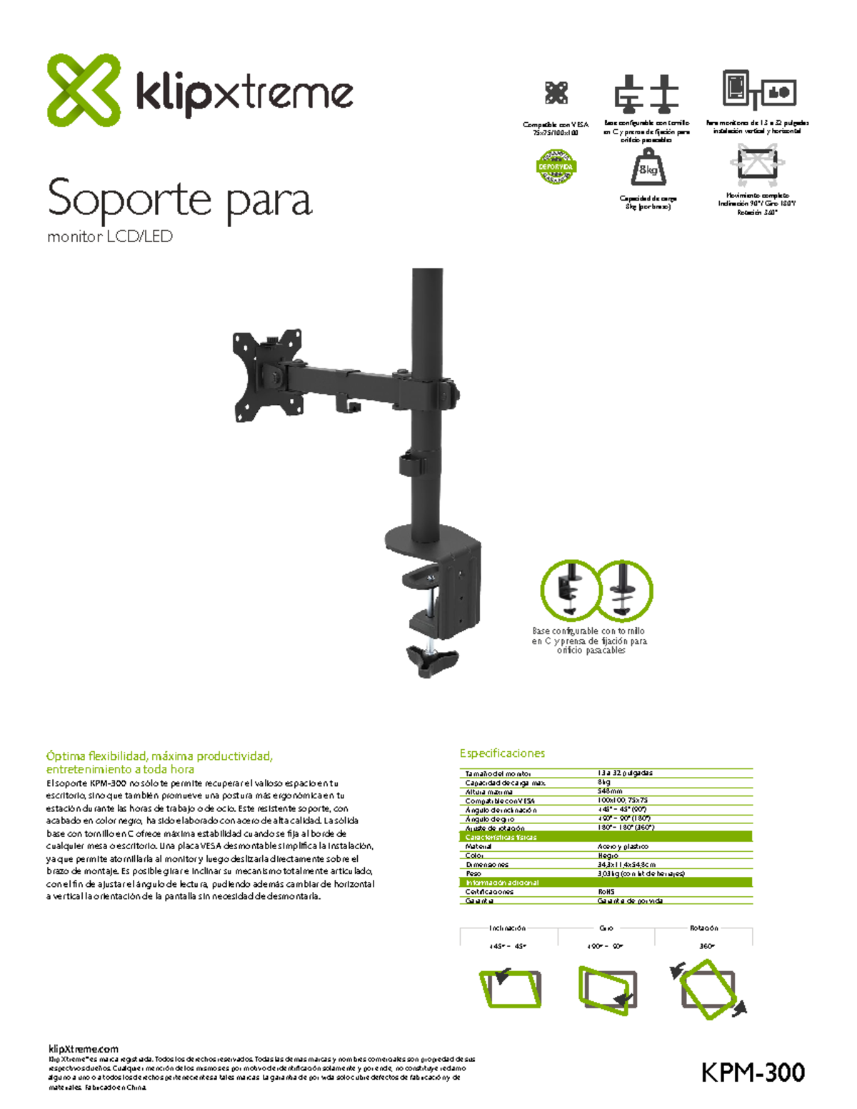 KPM-300-SPA - description soporte - Soporte para monitor LCD/LED ...