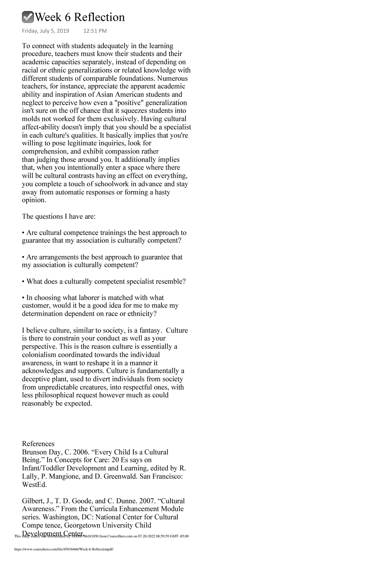 EDUC3204Week 6 Reflection - To connect with students adequately in the ...