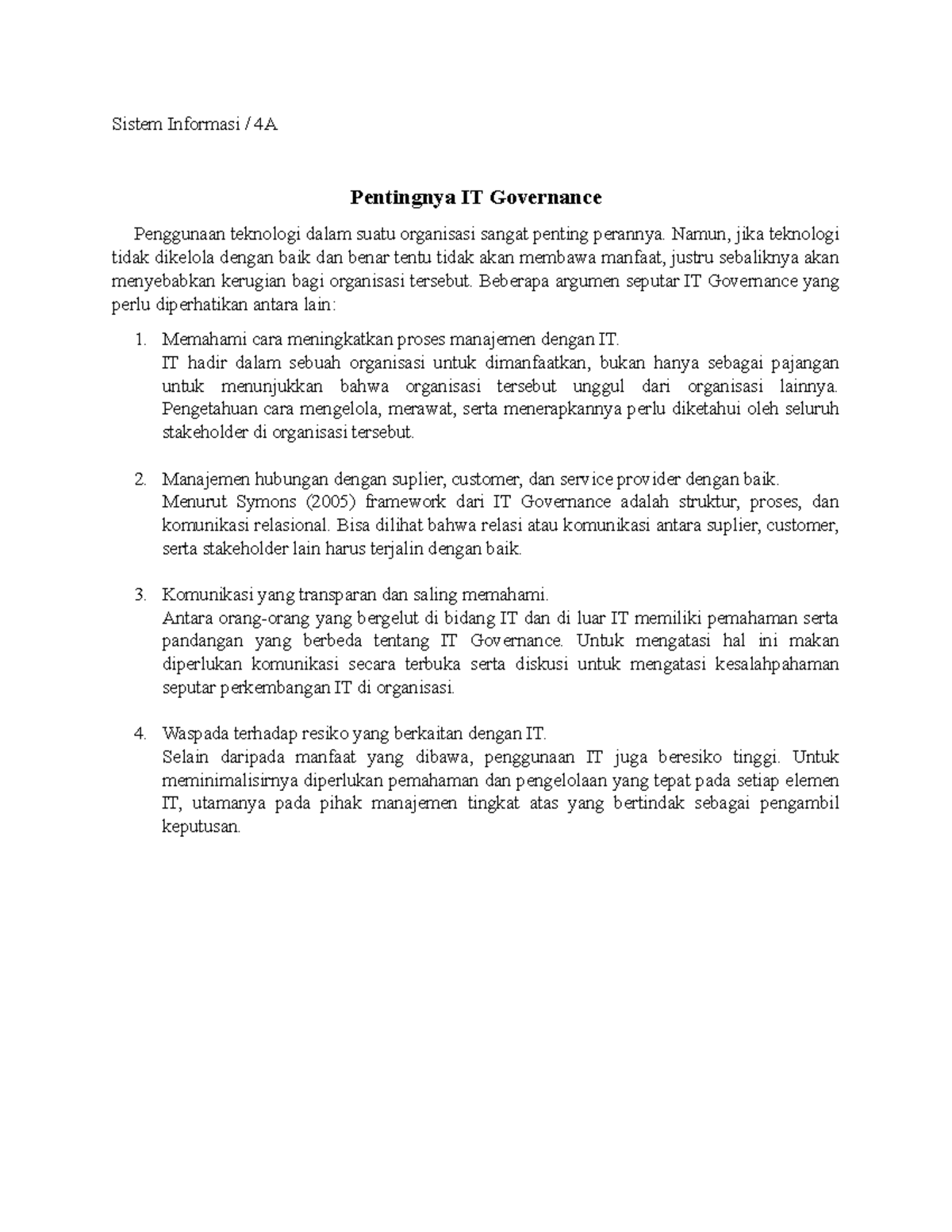 Pentingnya IT Governance - Sistem Informasi / 4A Pentingnya IT Governance Penggunaan teknologi ...