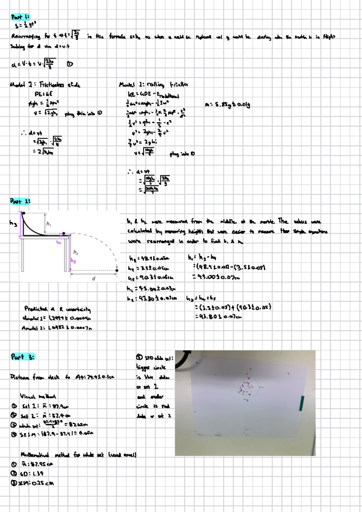 Marble Run Lab - Physics lab write up - Part 1 : s = Ey + Rearranging ...