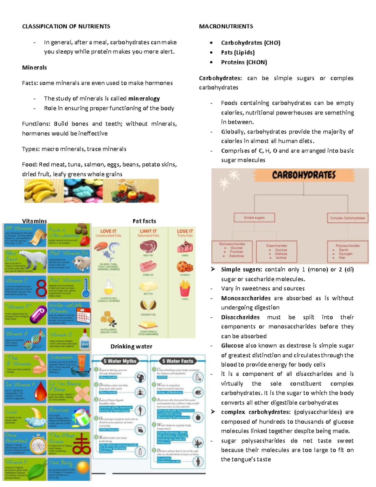 L5 Nutrition-LEC - CLASSIFICATION OF NUTRIENTS In general, after a meal ...