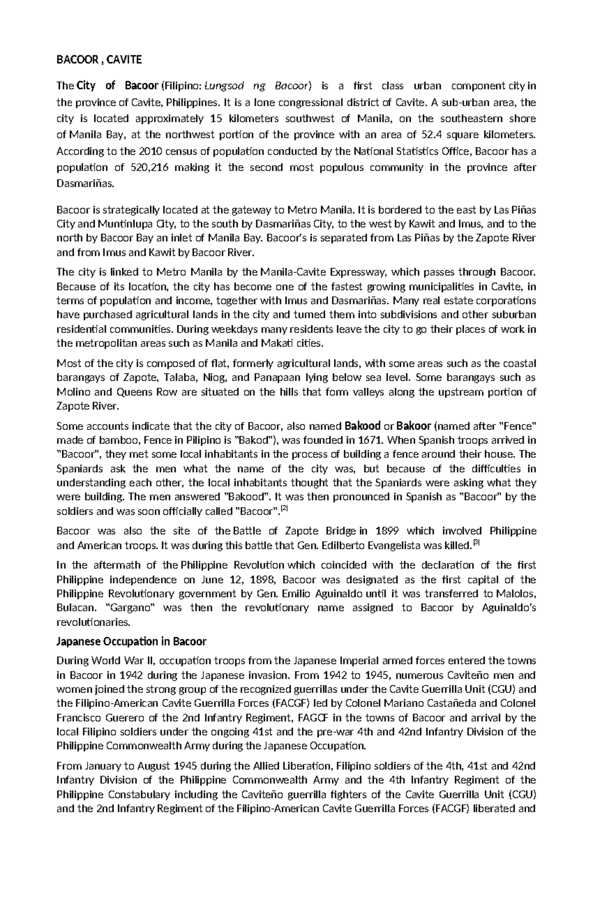 Thecityofbacoor-130728065628-phpapp 02 - BACOOR , CAVITE The City of ...