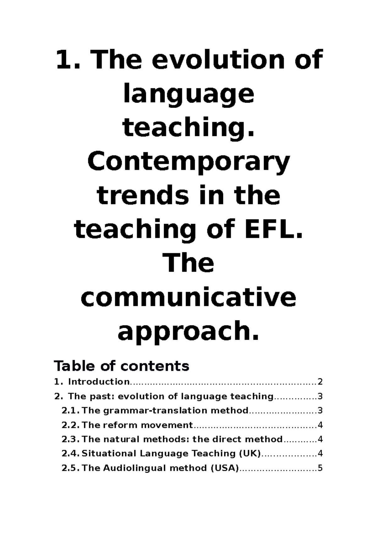 1. The evolution of language teaching. Contemporary trends. the ...