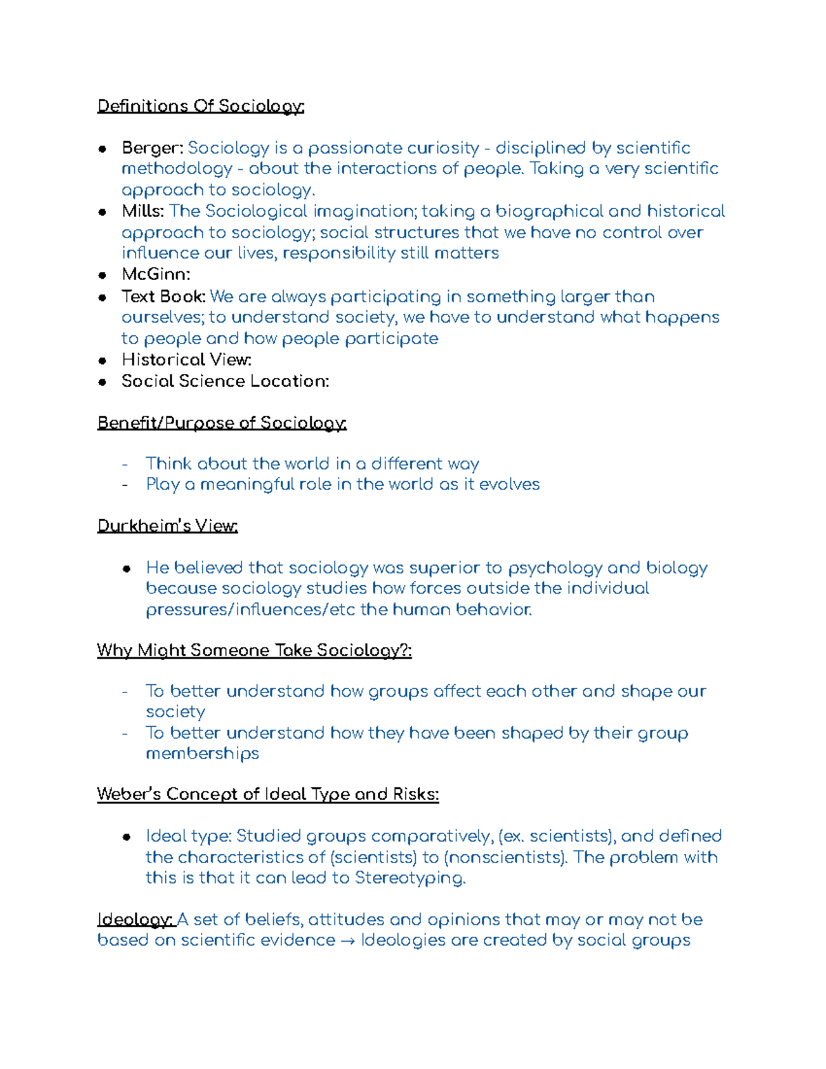 My Soc Study Guide - summarizes a lot of the material on the exams ...