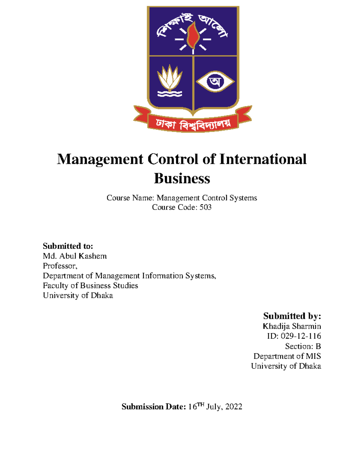 Management Control of International Business - Management Control of ...