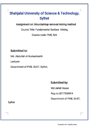 2017 336035 Surface mining assignment - Studocu