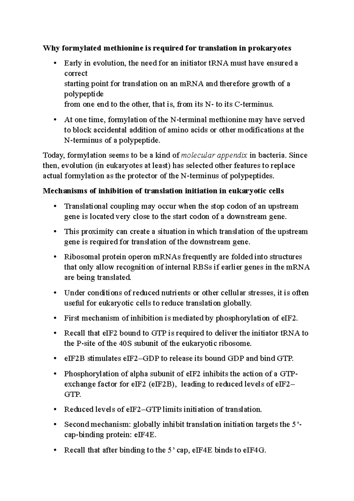 Cell biology 7 - Mechanisms of inhibition of translation initiation in ...