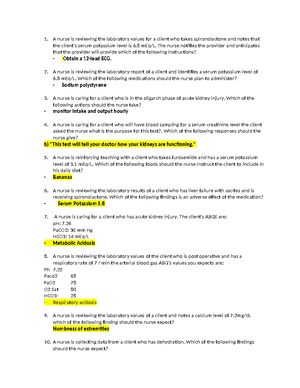 UTI TEST Clinical - Question practice - UTI TEST CLINICAL A nurse is ...