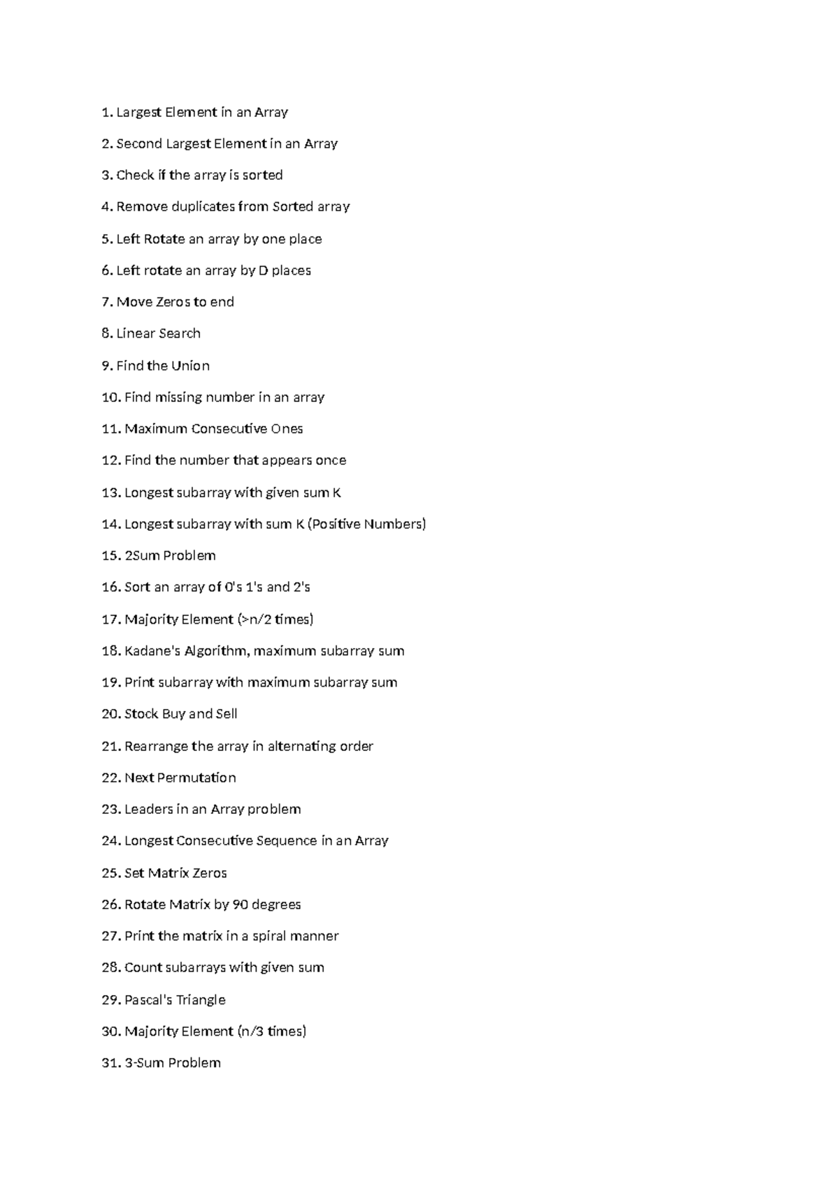 All Dsa Problems Dot Dot 1 Largest Element In An Array 2 Second Largest Element In An