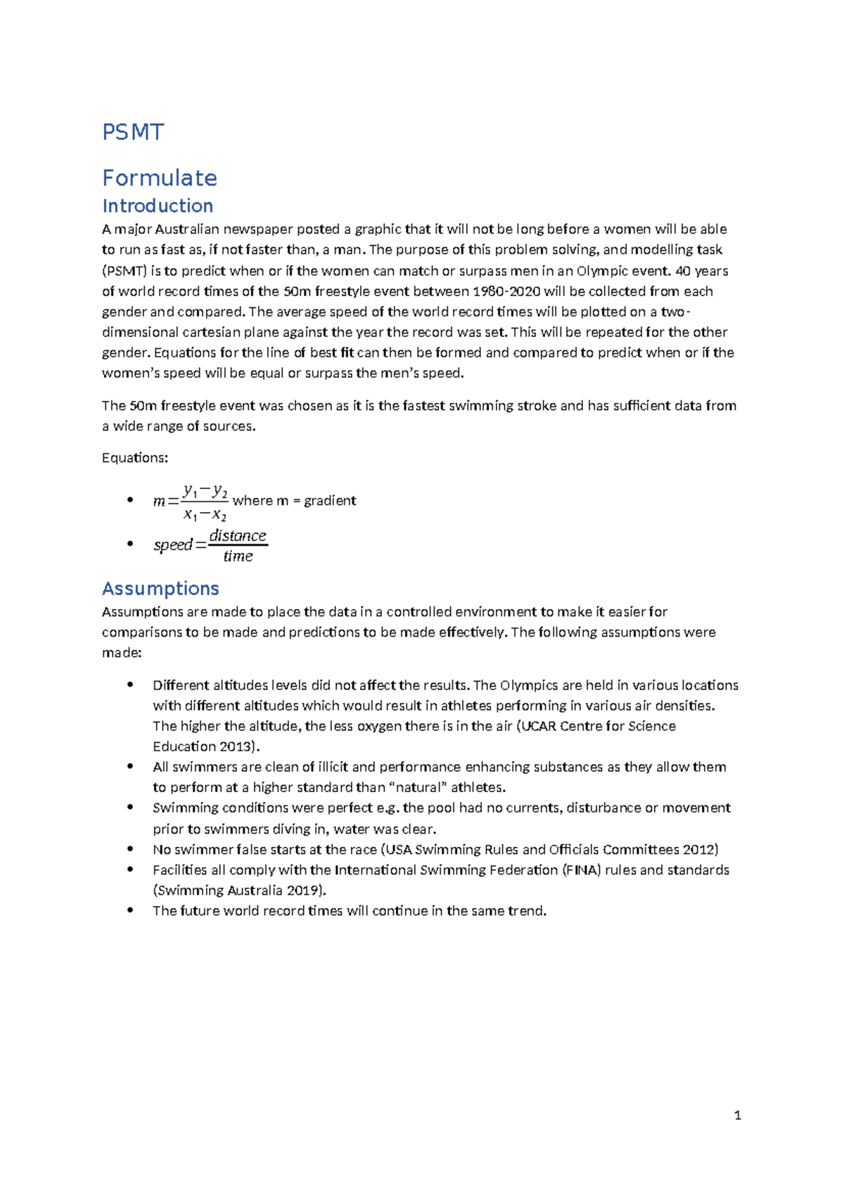 Lin Alex 27110 Yr10 PSMT IA3 - PSMT Formulate Introduction A major ...