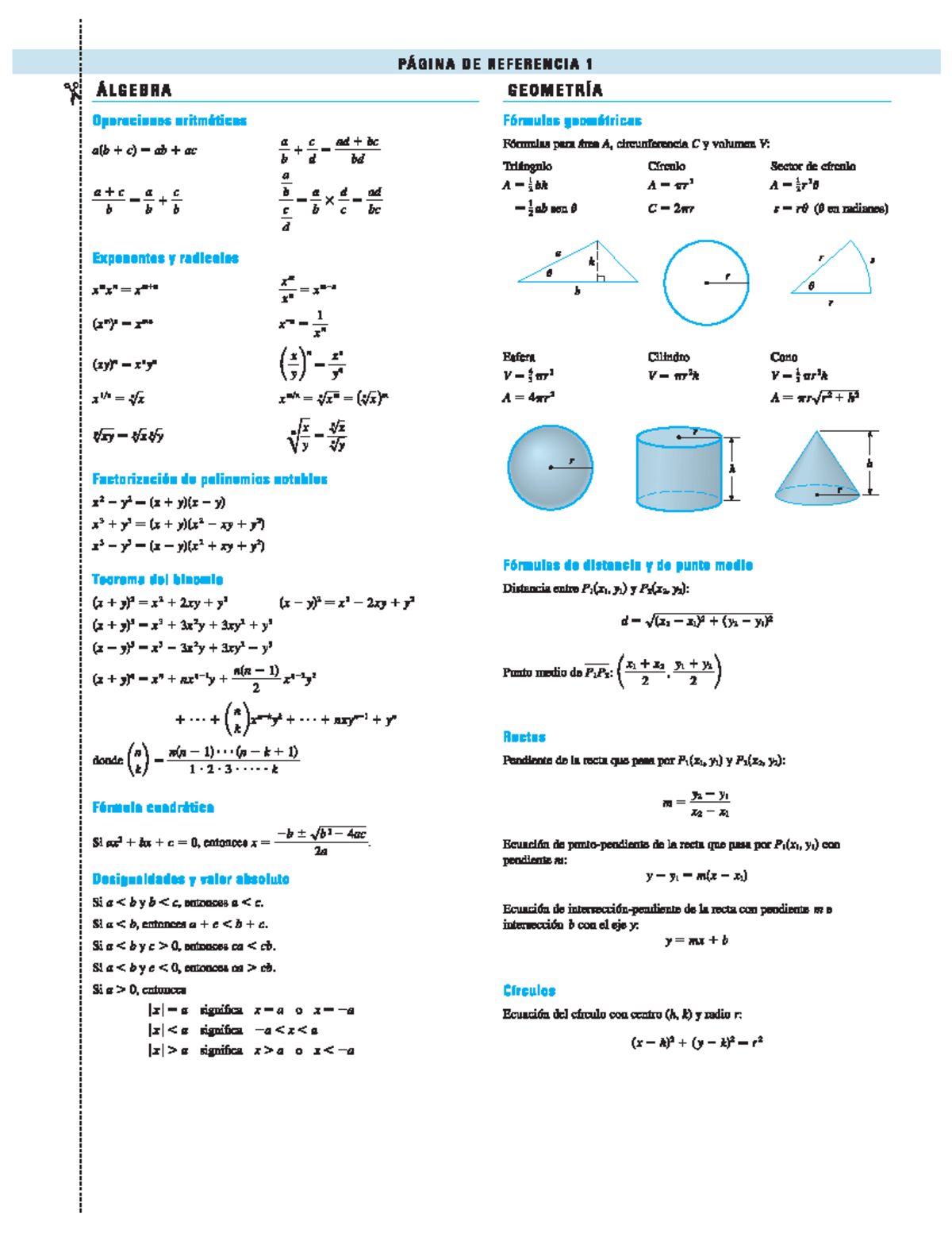 Formulario - Cálculo Vectorial - Studocu