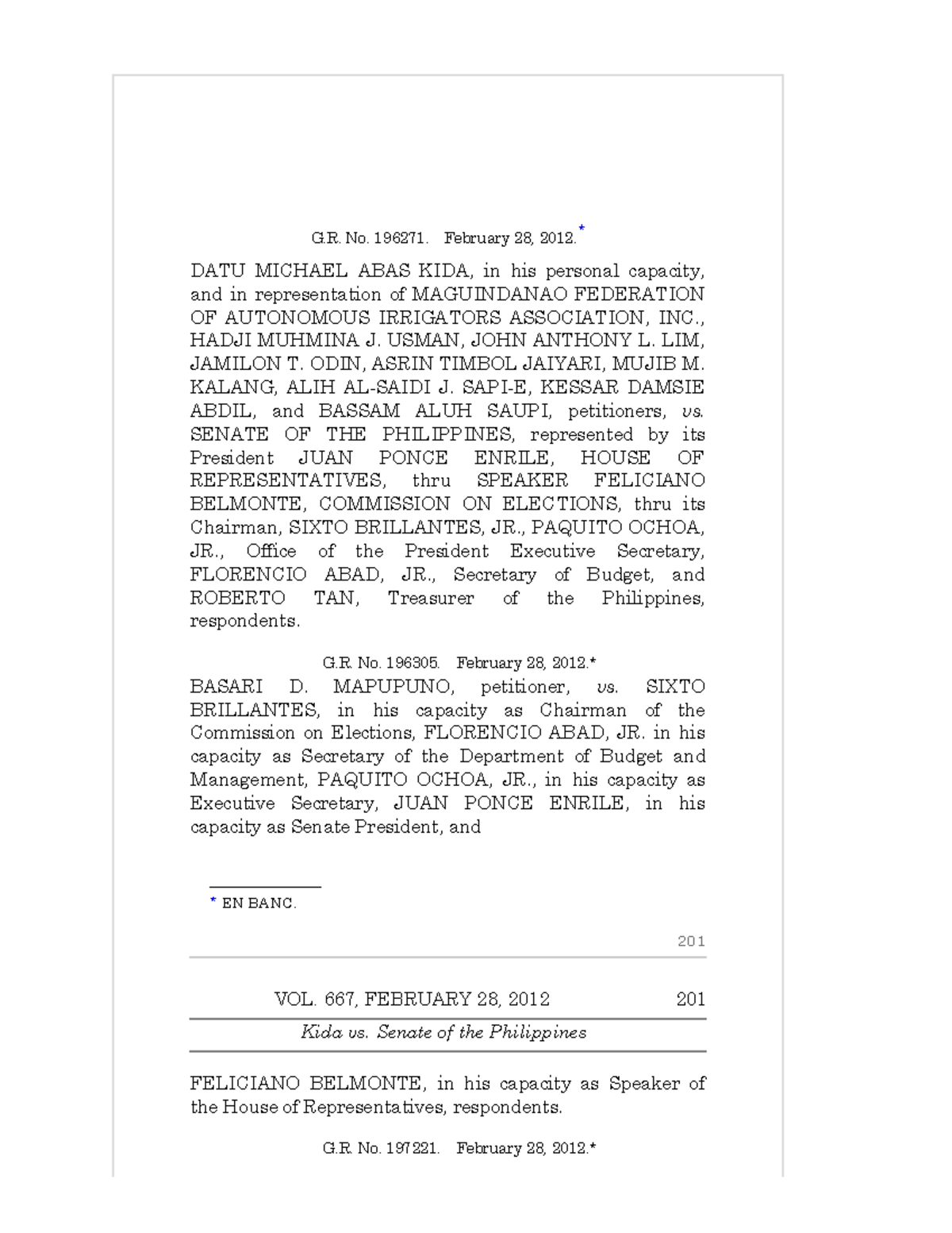 Kida vs. Senate of the Philippines - G. No. 196271. February 28, 2012 ...