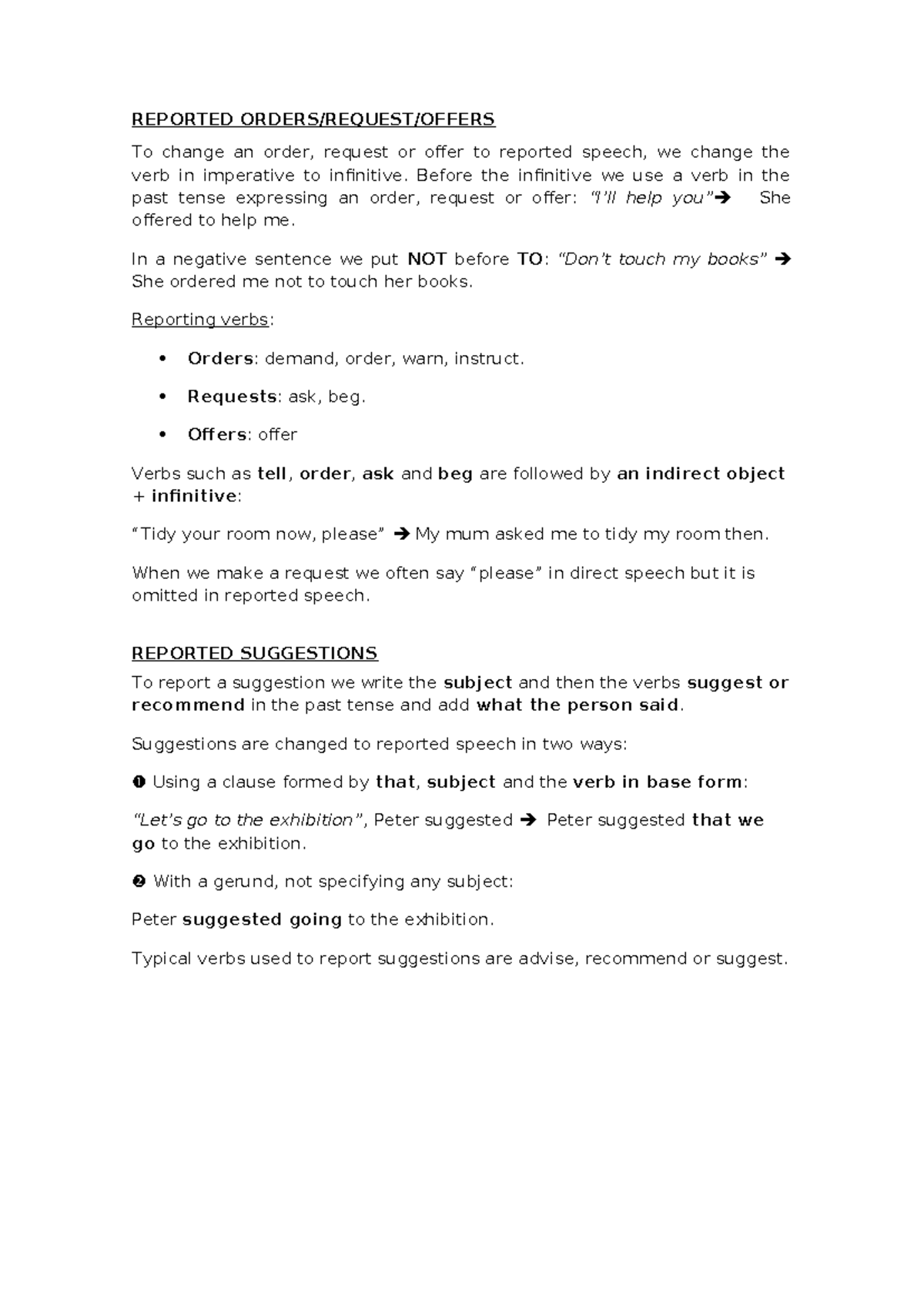 Commands AND Suggestions - REPORTED ORDERS/REQUEST/OFFERS To change an ...