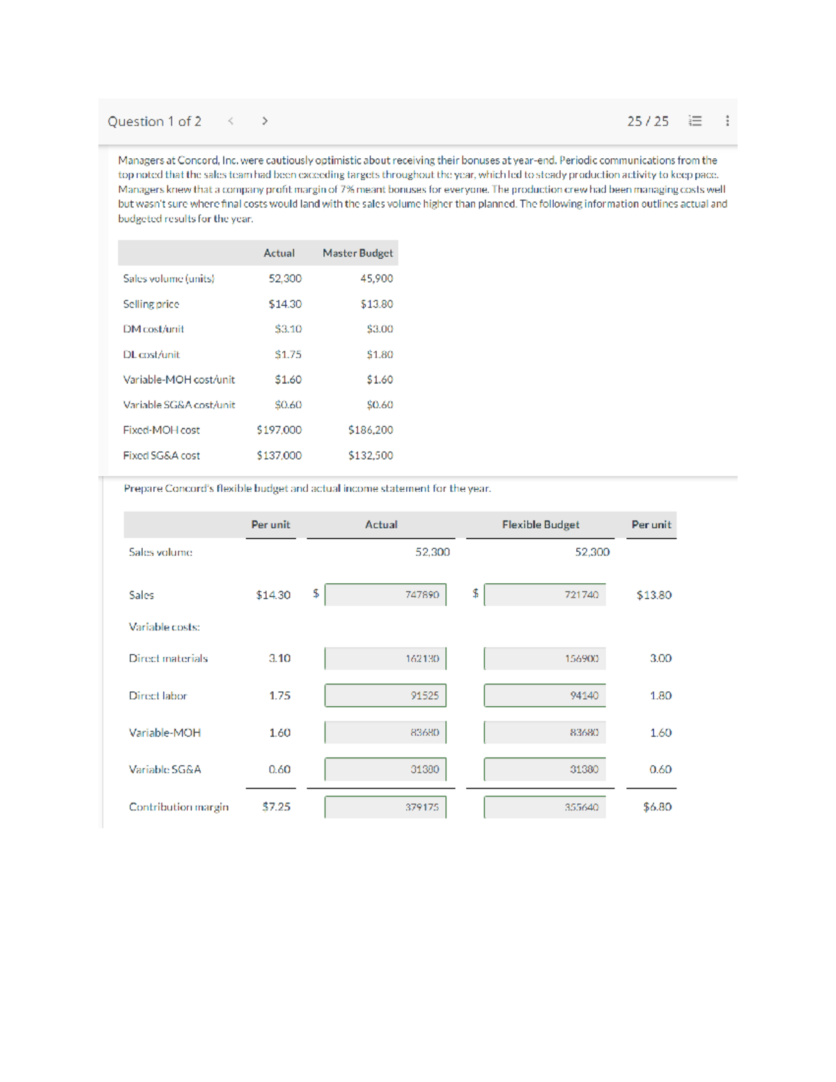 Module 7 problem set - Question 1 of 2 Managers at Concord, Inc. were cautiously optimistic ...