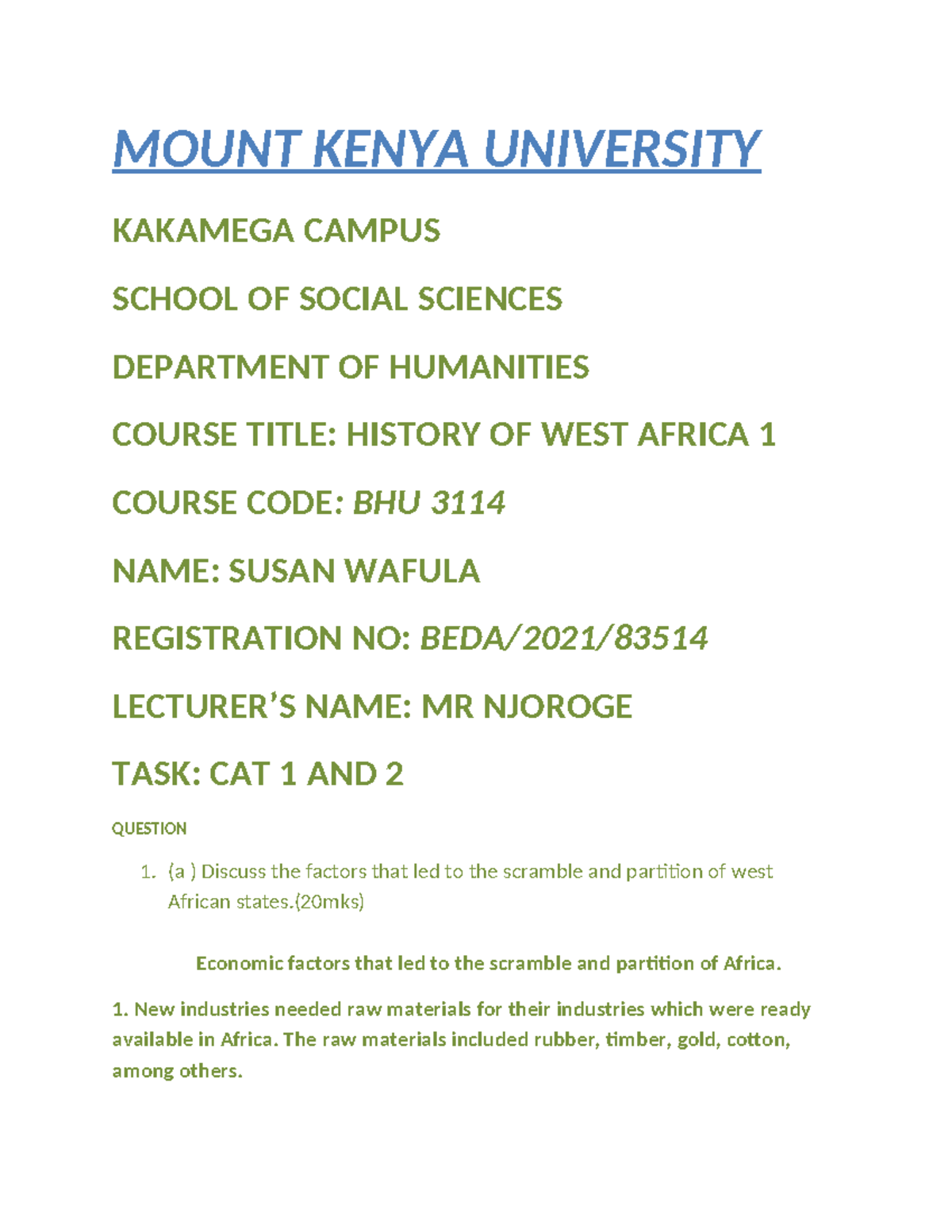 History OF WEST Africa - NOTES - MOUNT KENYA UNIVERSITY KAKAMEGA CAMPUS ...